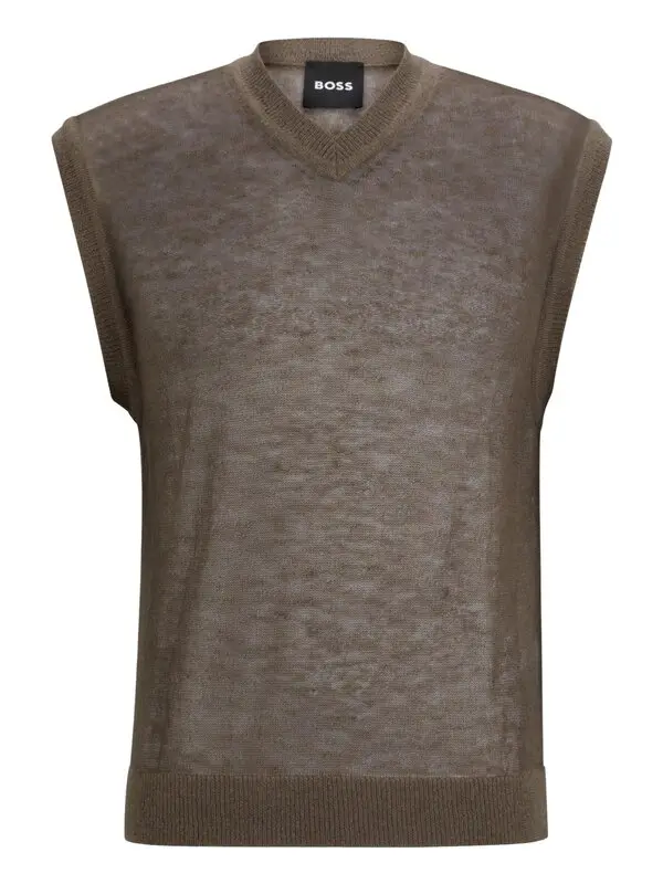 Hugo Boss V-neck Knit Vest - Brown