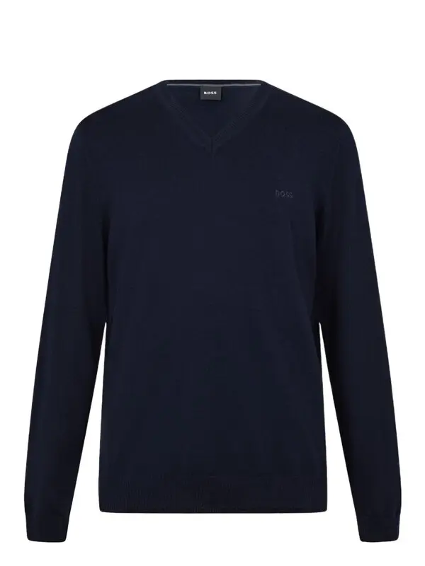 Hugo Boss V-neck Fine Knit Sweater - Black
