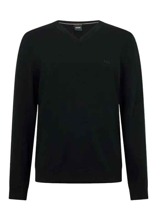 Hugo Boss Boss V-neck Fine Knit Sweater - Black