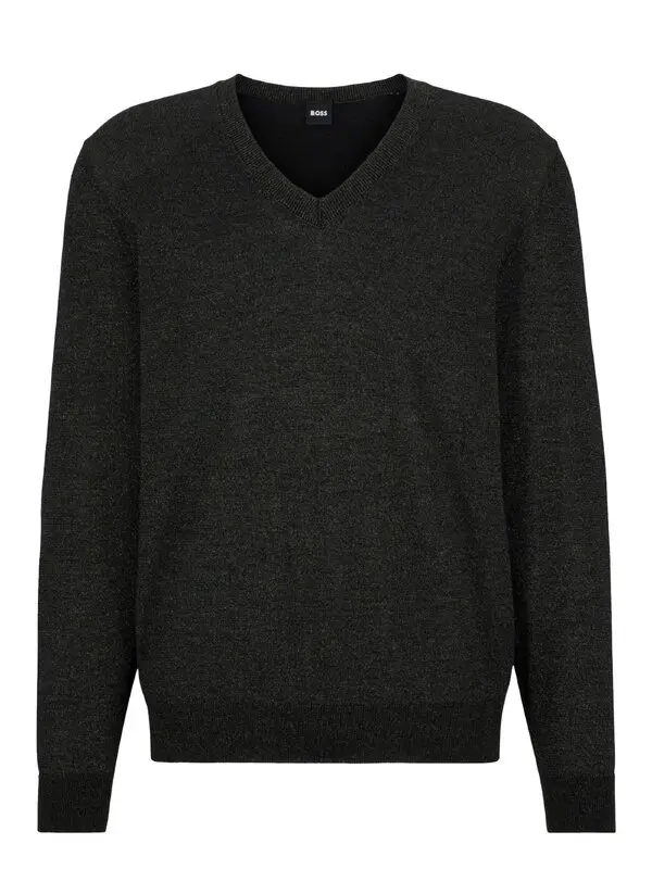 Hugo Boss V-neck Knit Sweater - Black