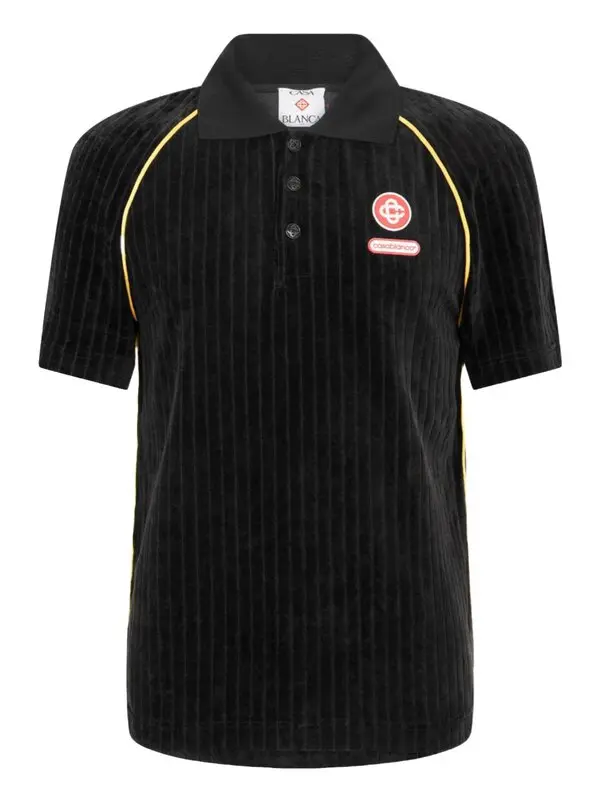 Casablanca Button-down Short Sleeve Polo Shirt - Black