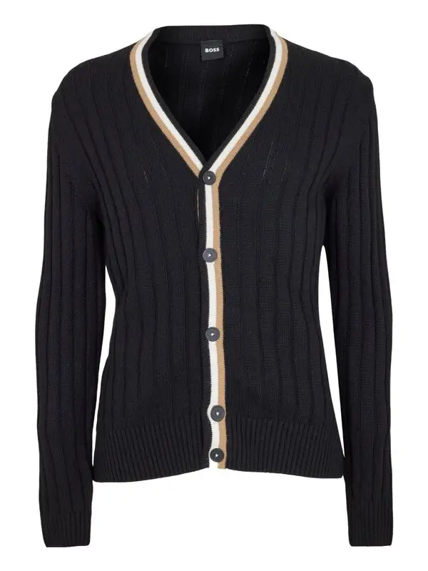 Hugo Boss Knitted V-neck Cardigan - Black