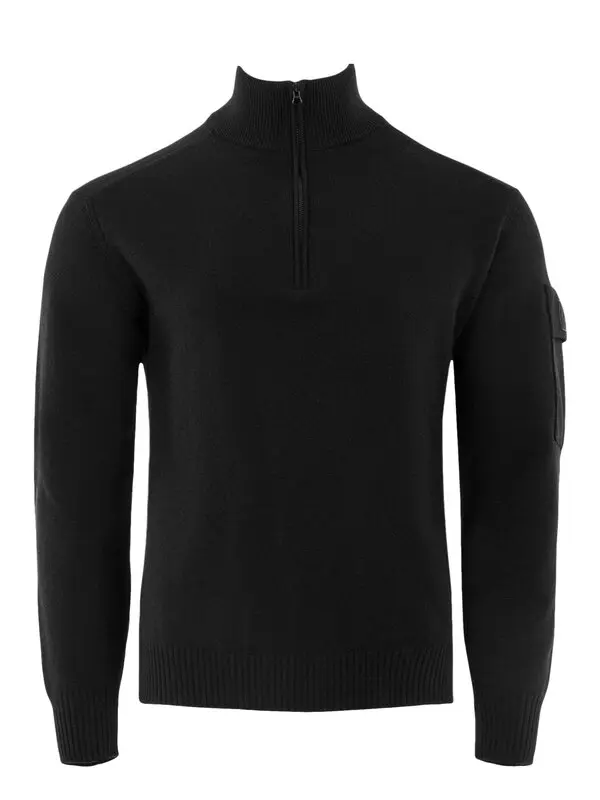 C.P. COMPANY Stand-collar Half-zip Knit Sweater - Black