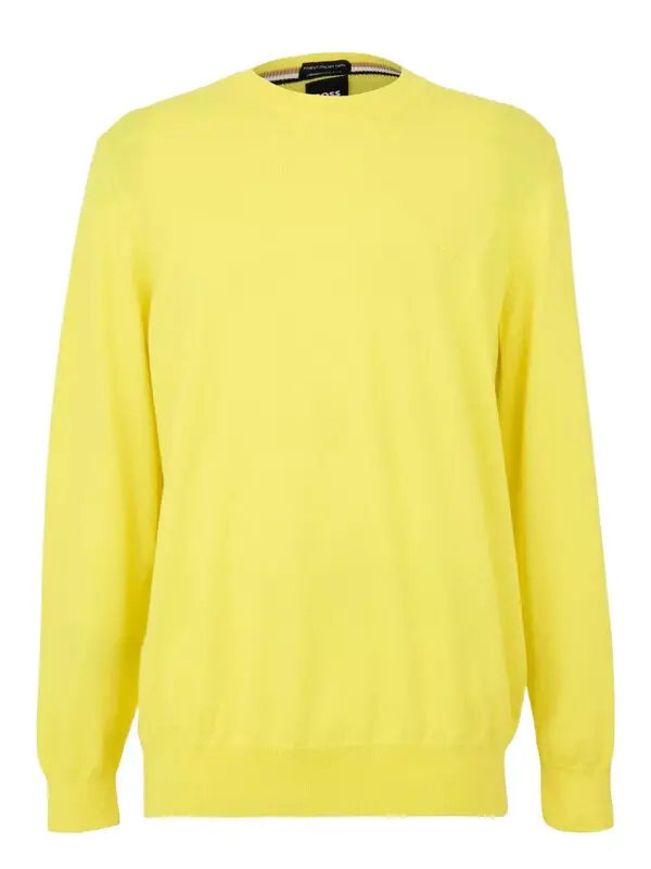 Hugo Boss Pascas Cotton Long Sleeve Crew Neck Jumper - Yellow