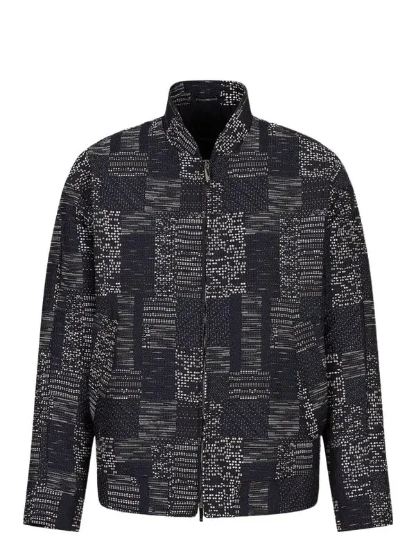 Emporio Armani Printed Zip-up Jacket - Blue