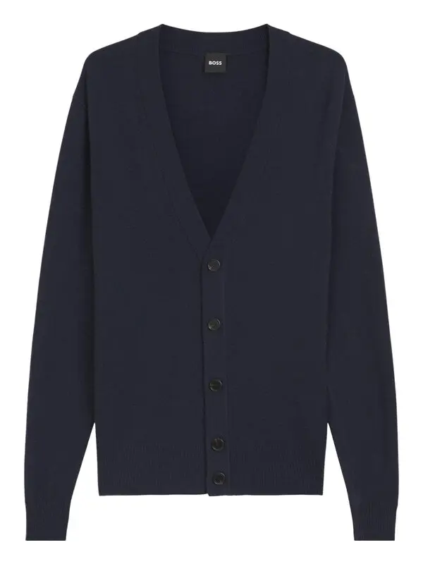 Hugo Boss Double Breasted Relaxed-fit Cardigan - Black
