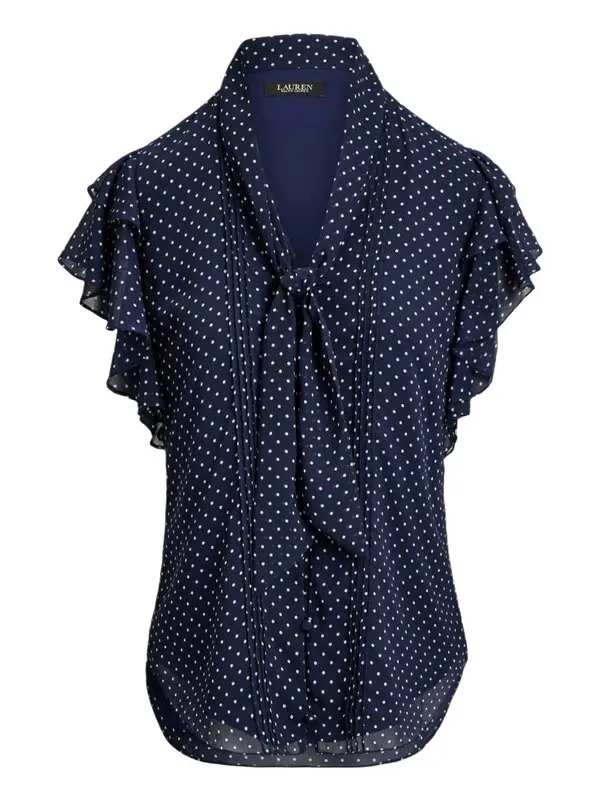 Ralph Lauren Polka Dot Chiffon Blouse - Black