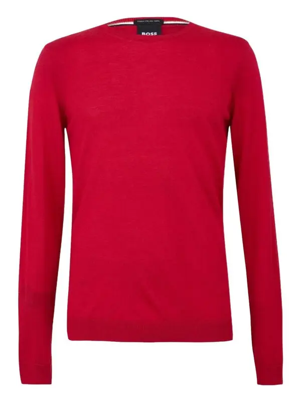 Hugo Boss Leno Knit Crew Neck Jumper - Red