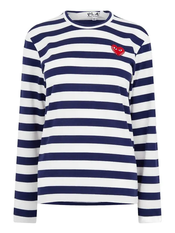 Play Comme Des Garcon Striped Long Sleeve T-shirt - White