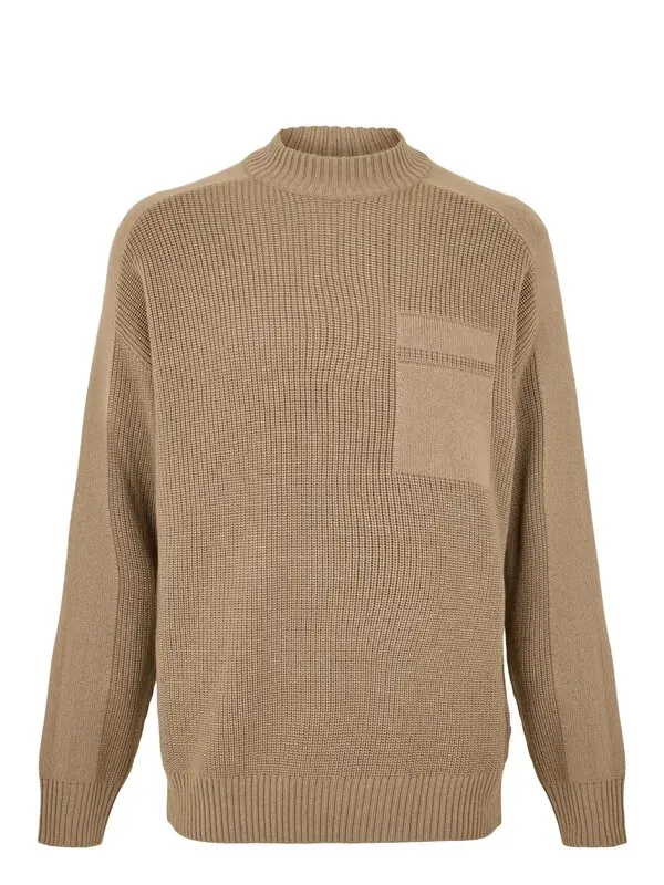 Hugo Boss Mock Neck Knit Sweater - Brown