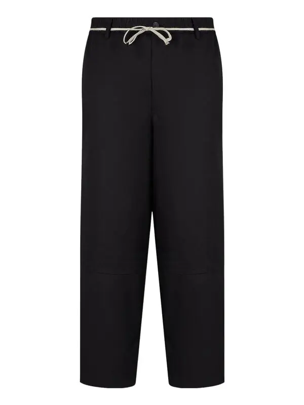 Emporio Armani Wide Leg Trousers With Drawstring Waist - Black