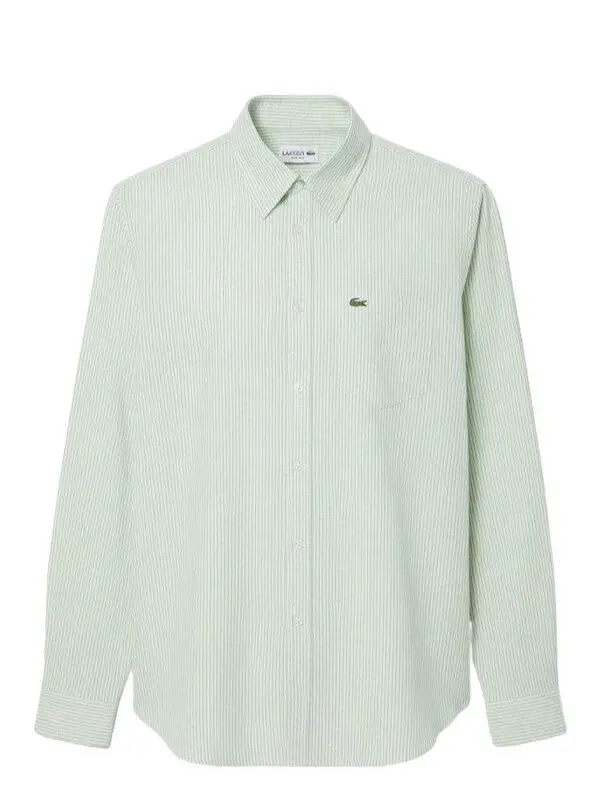 Lacoste Regular-fit Striped Oxford Shirt - White