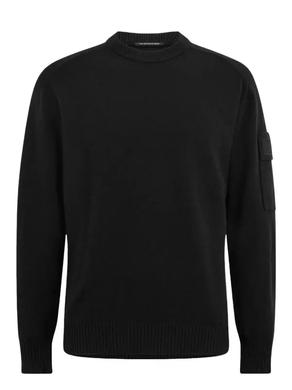 C.P. COMPANY Knitted Crew Neck Pullover With Pocket Detail - Black