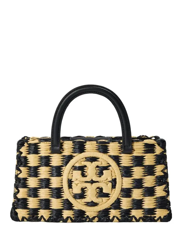 Tory Burch Woven Tote Bag With Logo Detail - Black