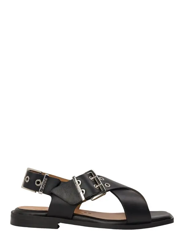GANNI Buckle Sandals - Black