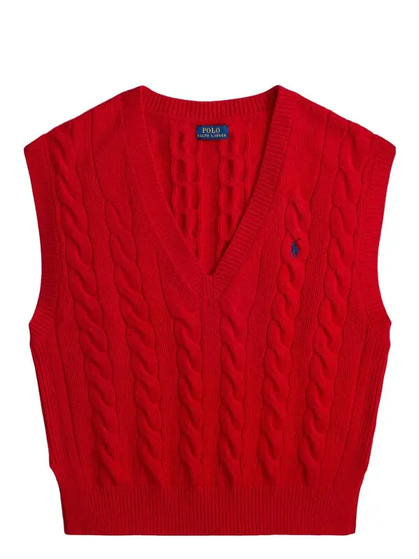 Polo Ralph Lauren Knitted Cable Vest - Red