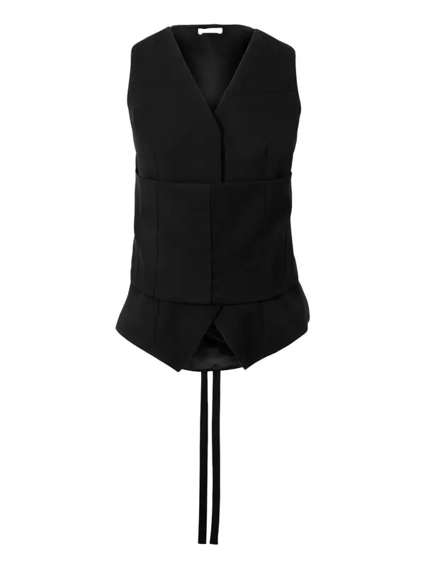 Alexander McQueen Sleeveless Vest With Drawstring Detail - Black