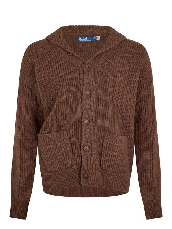 Ralph Lauren Ribbed-knit Cardigan With Shawl Collar - Brown