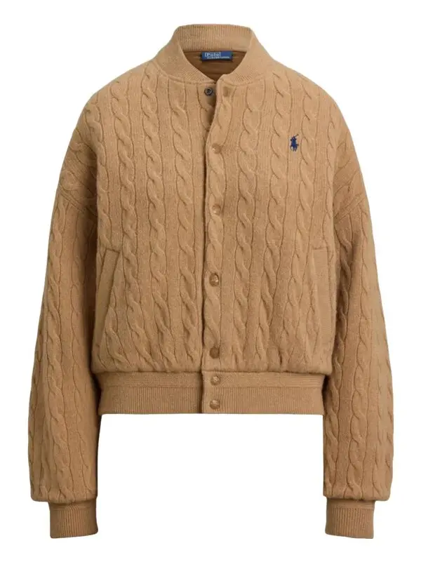Polo Ralph Lauren Cable Knit Bomber Jacket - Brown