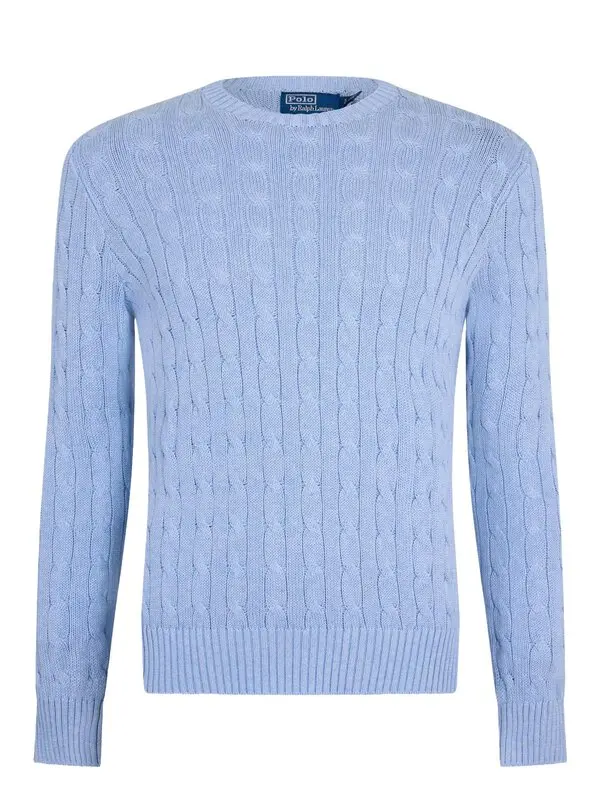 Ralph Lauren Crew Neck Cable Knit Sweater - Blue