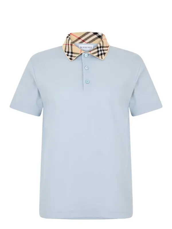 Burberry Plaid Collar Polo Shirt - Blue