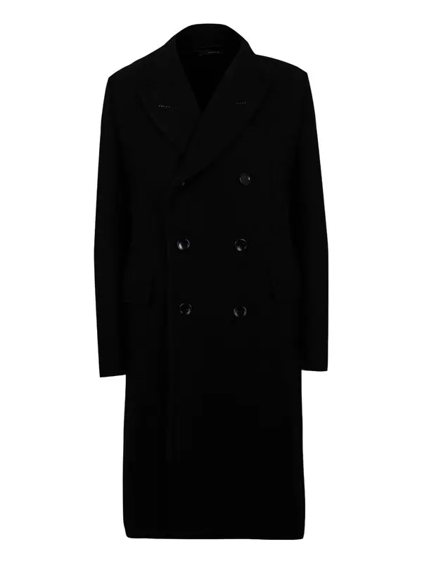 TOM FORD Double-breasted Long Coat - Black