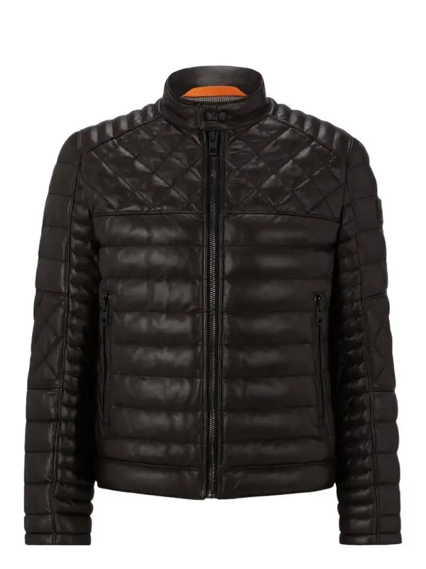 Hugo Boss Quilted Leather Jacket - Black