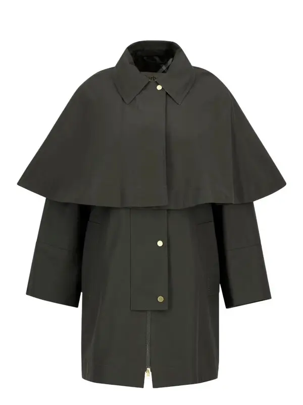 Barbour Long-sleeved Trench Coat With Cape Detail - Sage/ancient