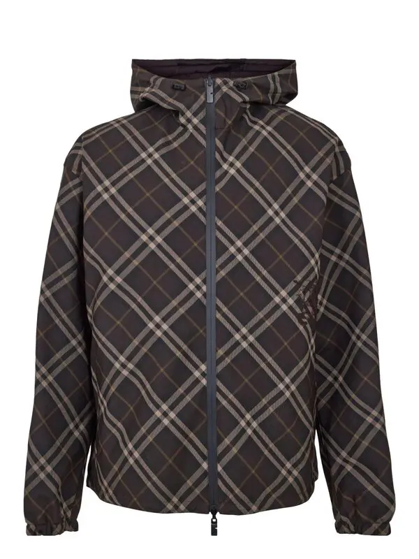 Burberry Checkered Hooded Jacket - Black