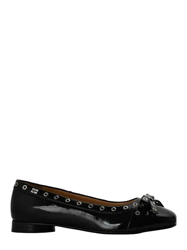 GANNI Bow Detail Ballet Flats - Black