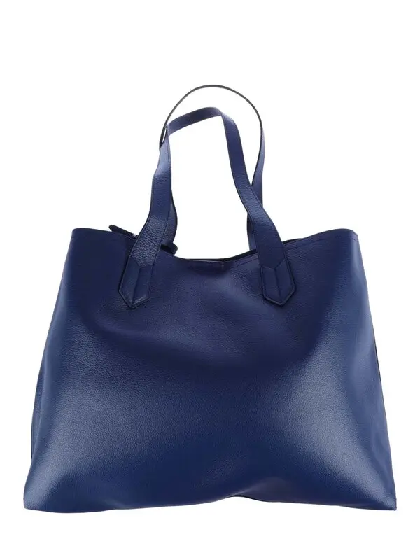 Emporio Armani Navy Pebbled Leather Tote Bag - Blue