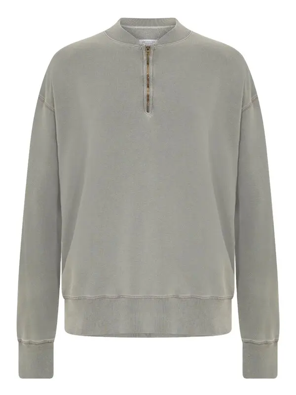 MAISON MARGIELA Quarter Zip Fleece Top - Gray