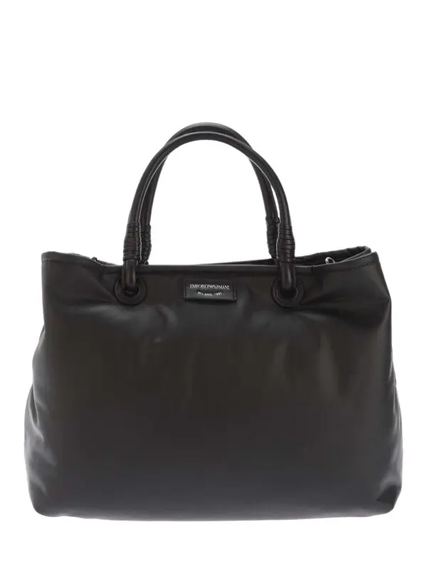 Emporio Armani Leather Tote Bag - Black