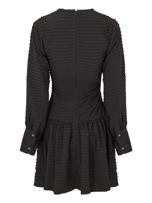 GANNI Long-sleeve Pleated Mini Dress - Black