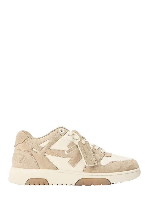 Off-White Suede And Leather Low-top Sneakers - Nude