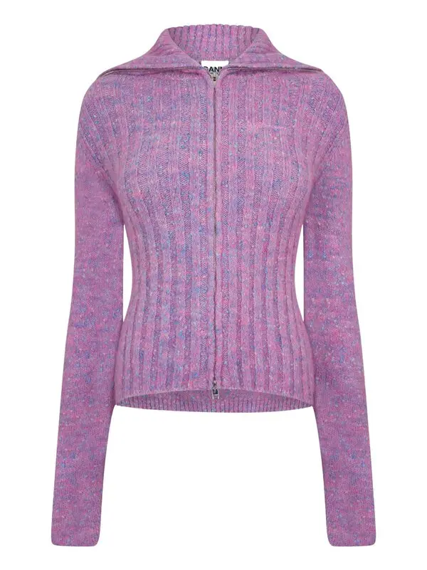 GANNI Zip-up Knit Jacket - Purple