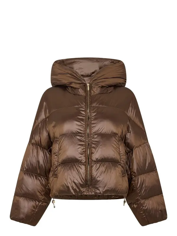 Max Mara Cropped Puffer Jacket With Hood - Brown