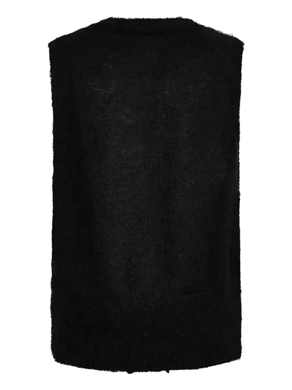 GANNI Sleeveless Knit Vest With Tie Detail - Black