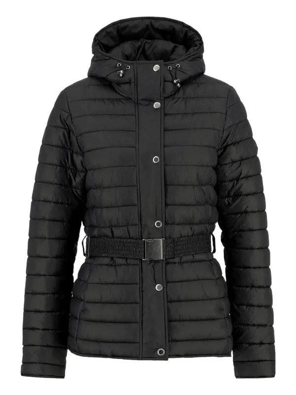 Barbour Quilted Cotton Belted Jacket With Zip Closure - Black