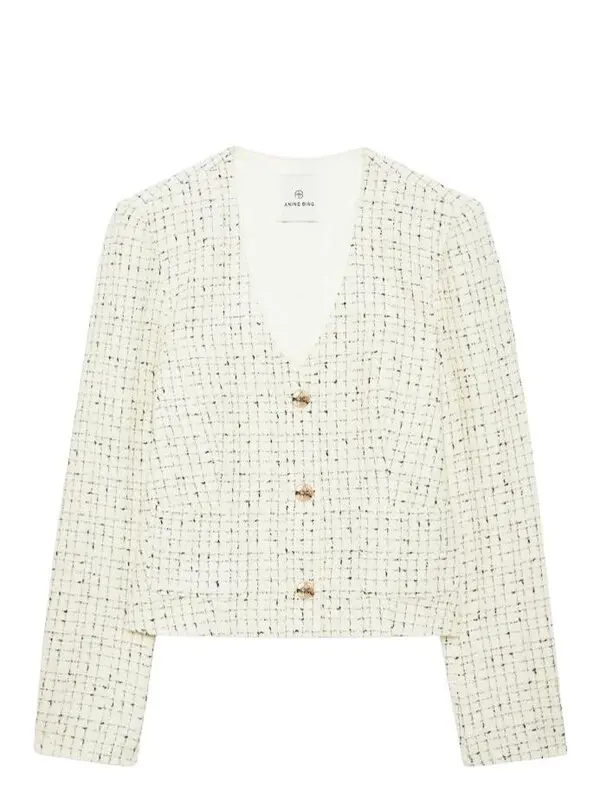 ANINE BING Textured Blazer - Cream/black