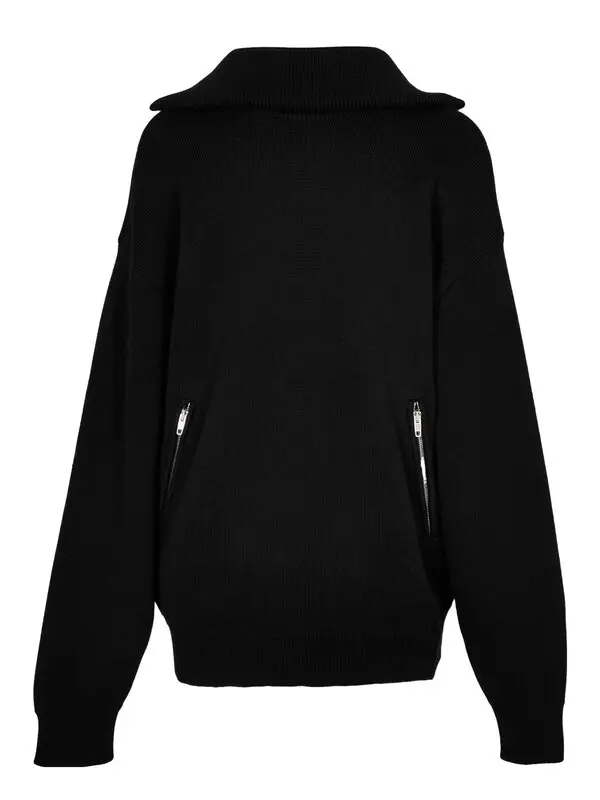 Balenciaga Quarter Zip Knit Top - Black