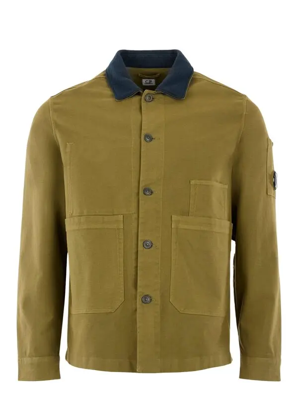 C.P. COMPANY Solid Color Button Overshirt - Green