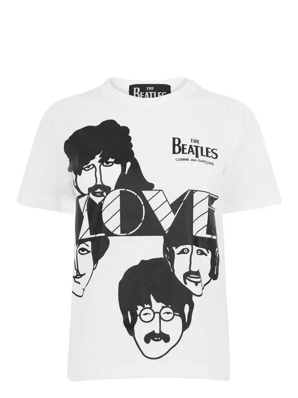 Play Comme Des Garcon Beatles Print Regular Fit T-shirt - White