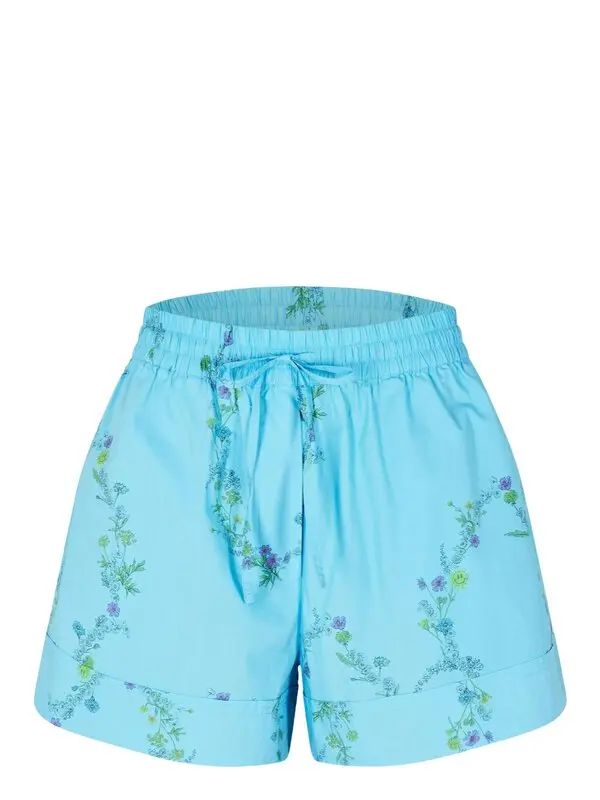 GANNI Printed Athletic Shorts - Blue