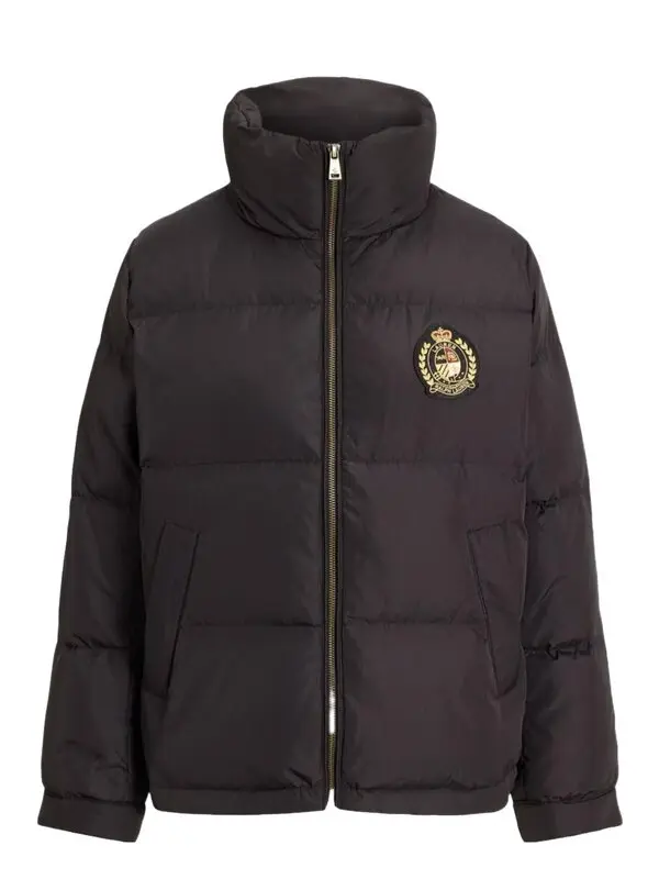 Ralph Lauren Quilted Leather Puffer Jacket With Stand Collar - Black