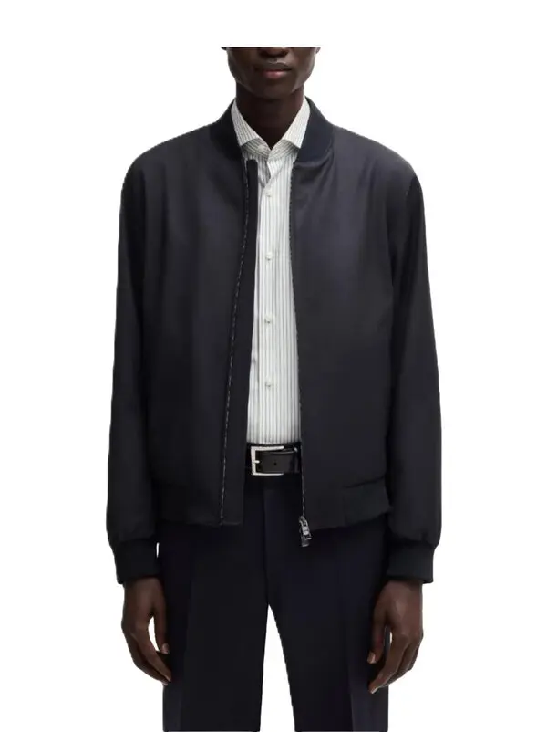 Hugo Boss Bomber Jacket With Zip Closure - Black