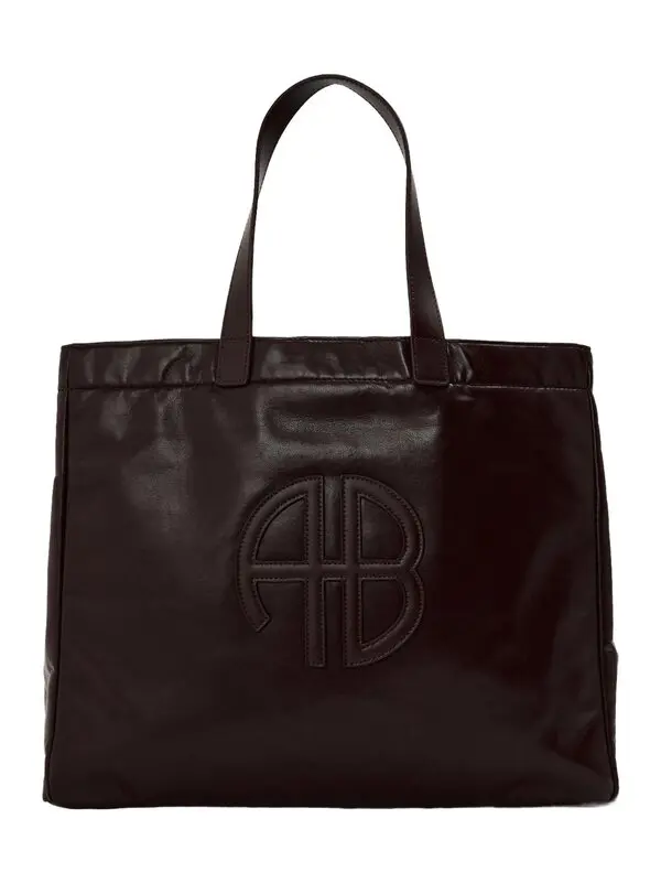 ANINE BING Logo Tote - Black-brown
