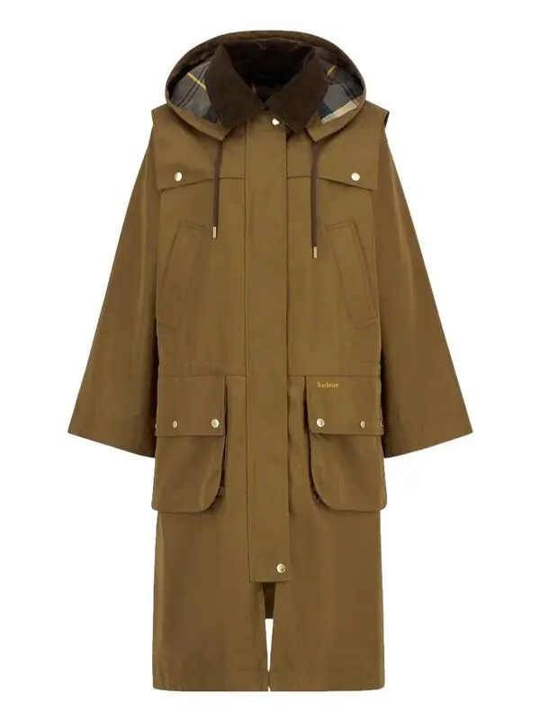 Barbour Long-sleeved Trench Coat With Drawstring Hood - Brown