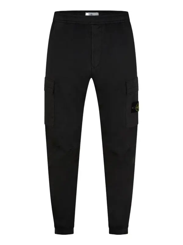 Stone Island Satin Cargo Trousers - Black