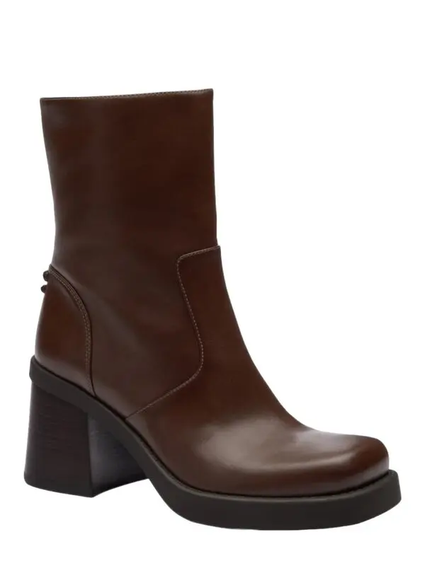 COACH Leather Ankle Boots With Sculpted Heel - Brown